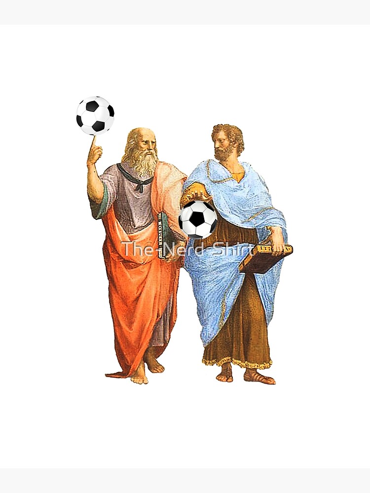 Lámina fotográfica «Aristóteles y Platón con balones de fútbol - Diseño ...