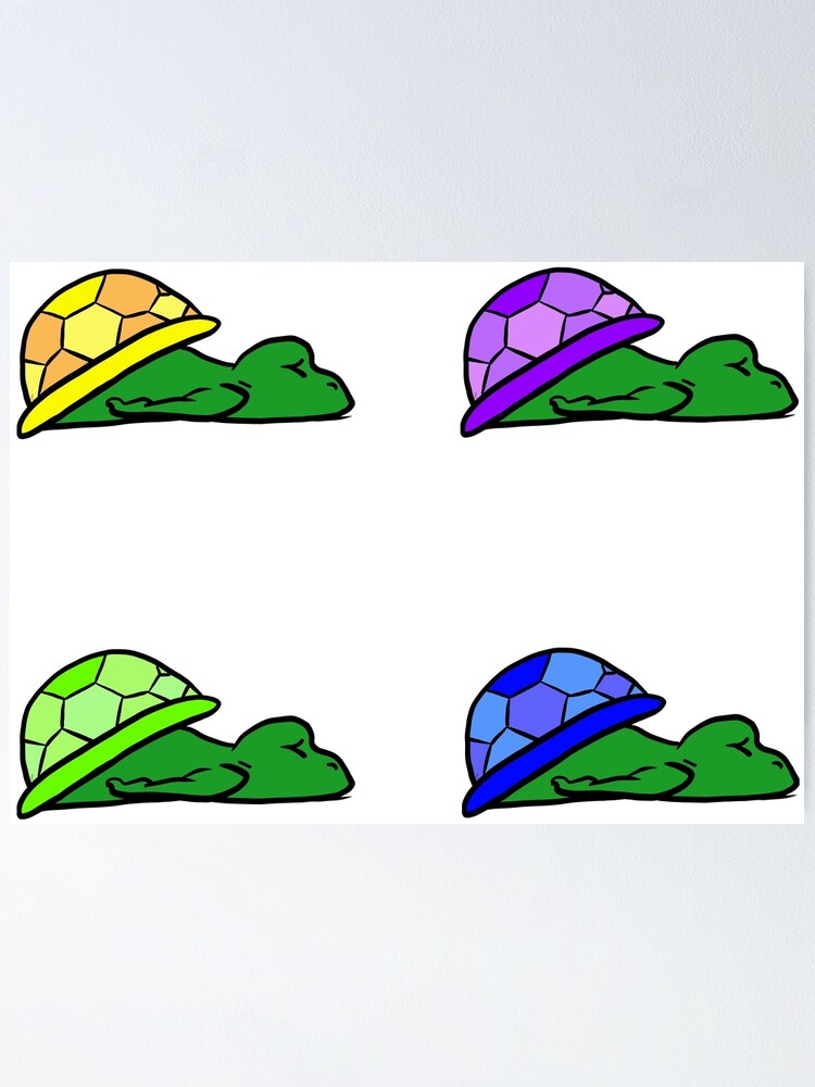 "Tired Turtle Exhausted Multiple Shell Colours Sticker Pack" Poster for ...