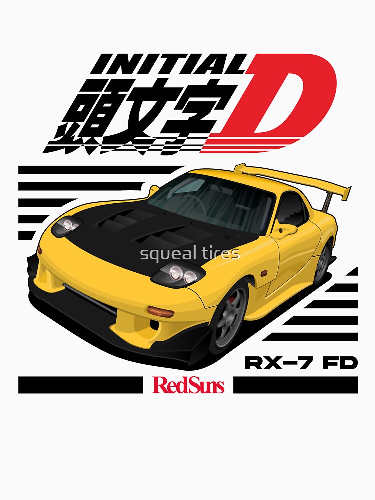 "Initial D RX7" Essential T-Shirt for Sale by squeal tires | Redbubble