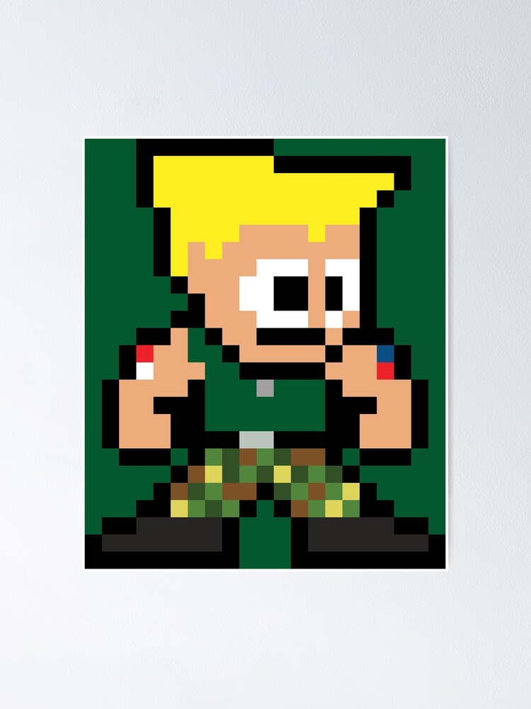 "Guile (Street Fighter) 8-bit Retro Pixel Art" Poster for Sale by ...