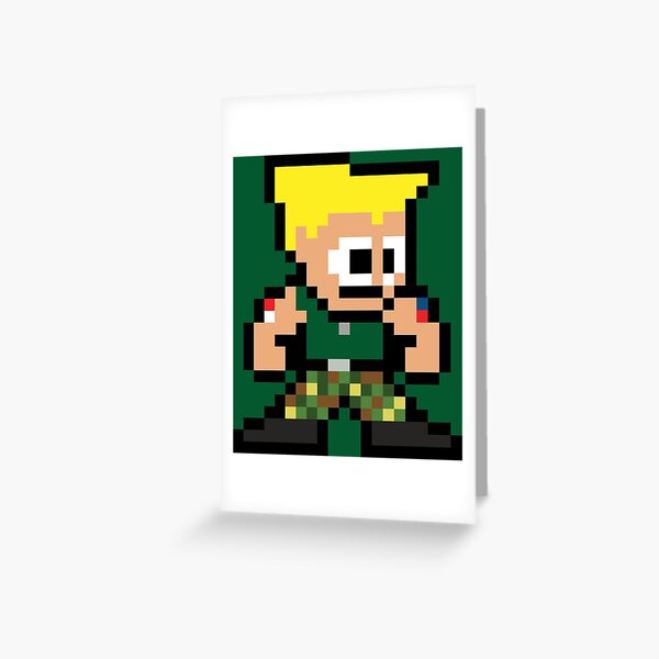 "Guile (Street Fighter) 8-bit Retro Pixel Art" Greeting Card for Sale ...