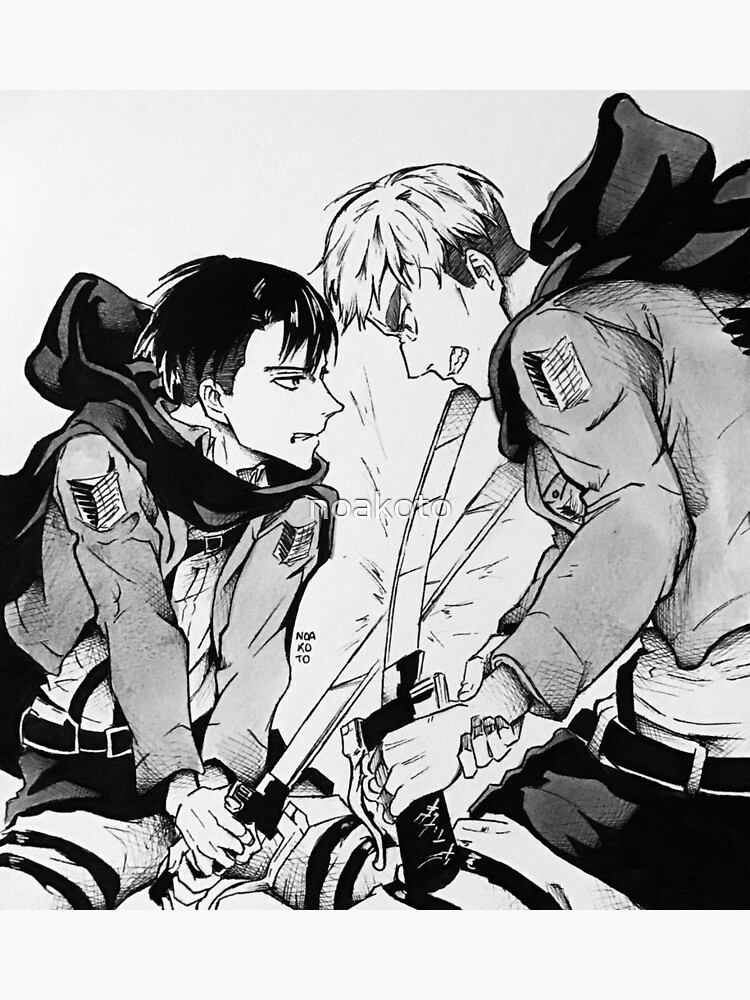 "levi and erwin attack on titan drawing" Art Print for Sale by noakoto ...