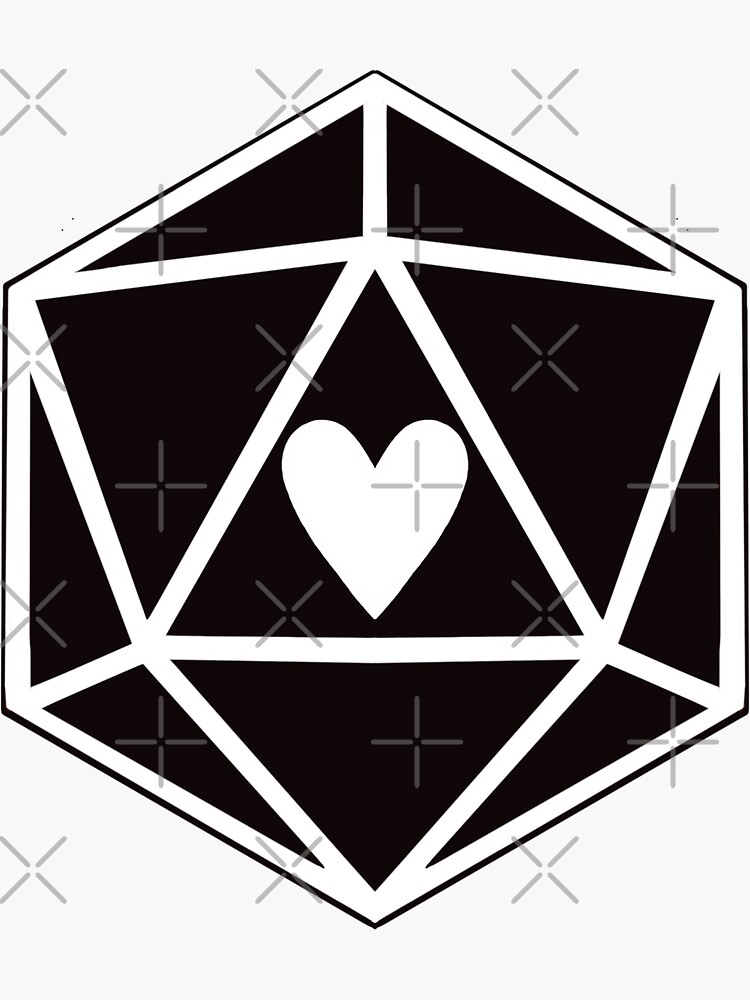 "White D20 Heart" Sticker for Sale by a-rmnw | Redbubble