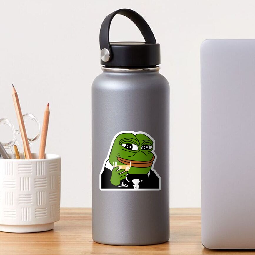 "Toasting Pepe" Sticker by Leishman | Redbubble