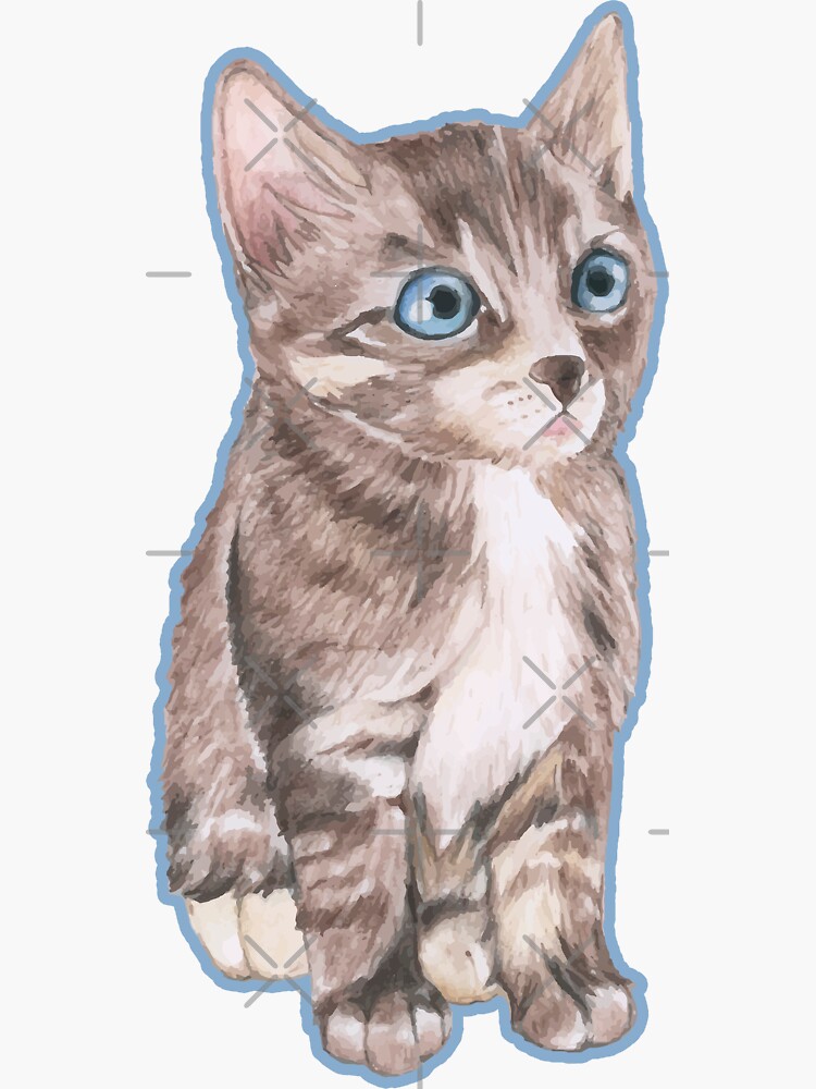 "Baby Cat Kitten Looking Up Whit a Shook Face Draw" Sticker by ...