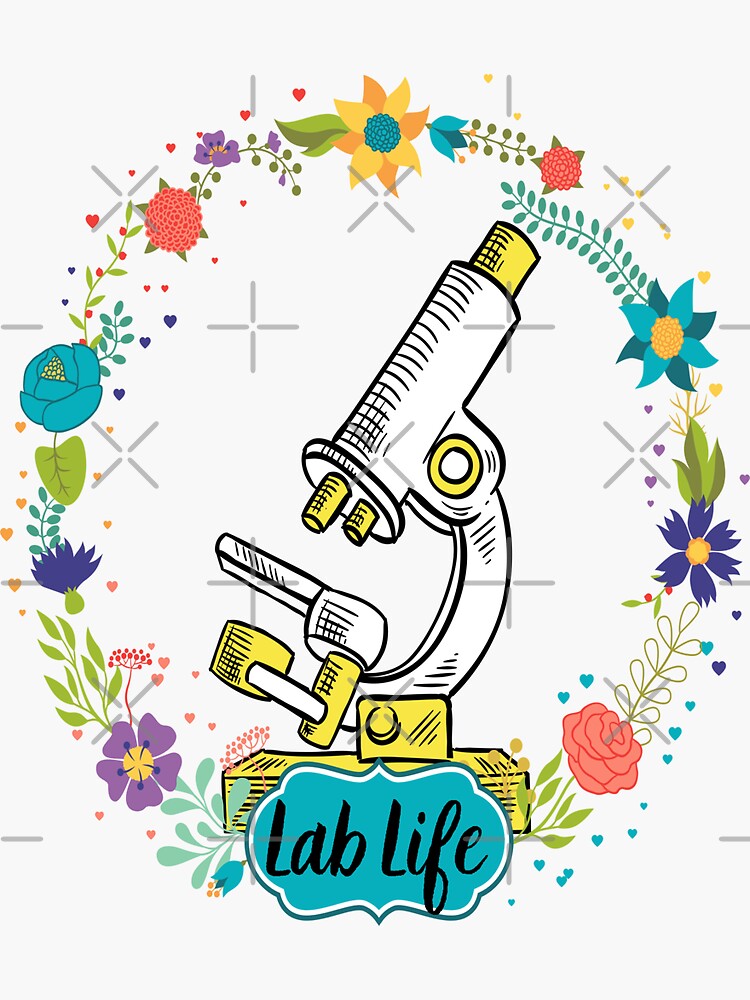 "LAB LIFE ROMANTIC RETRO FLOWERS MICROSCOPE MEDICAL LABORATORY ...