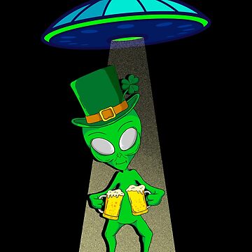 "Beer drinking Alien UFO Funny St Patricks Day drinking " Greeting Card ...