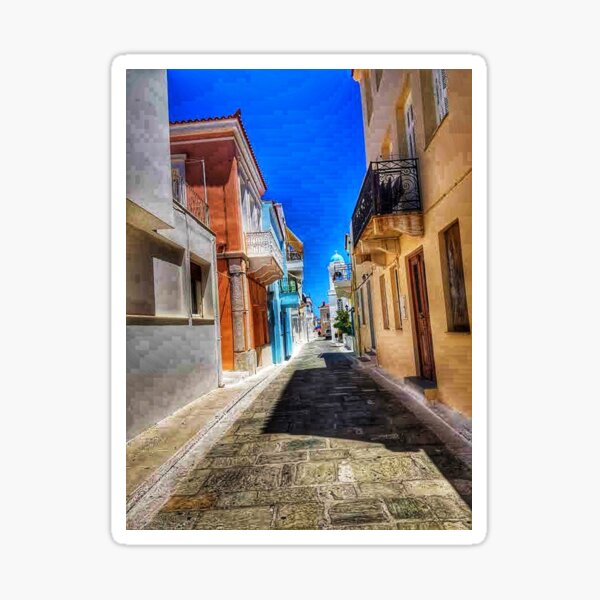 "Narrow Alley in Andros island " Sticker by gleedme | Redbubble