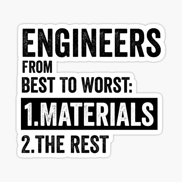 "Engineers From Best To Worst Materials Engineering, funny materials ...