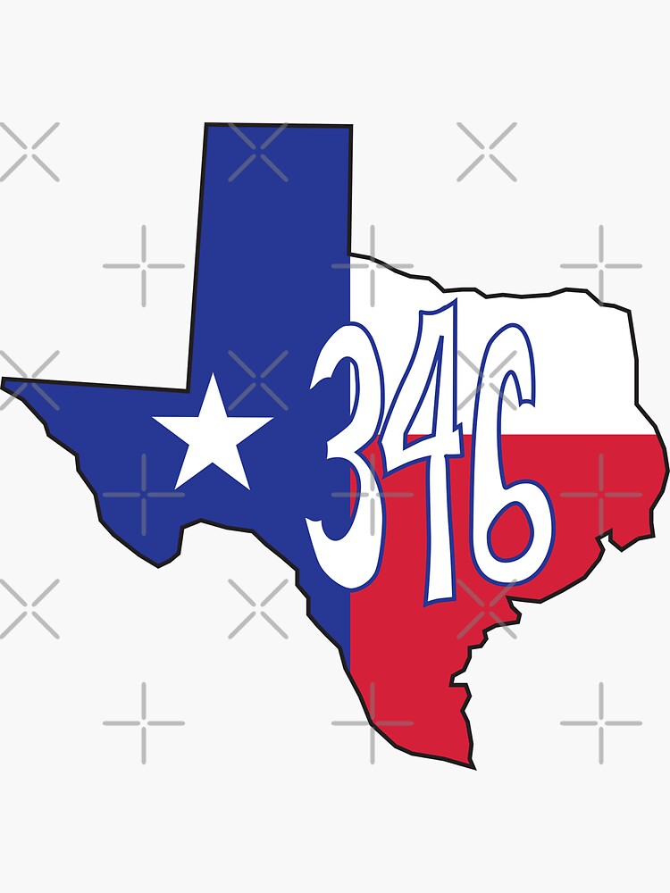 "Hand Drawn Texas Flag 346 Area Code" Sticker for Sale by itsrturn ...