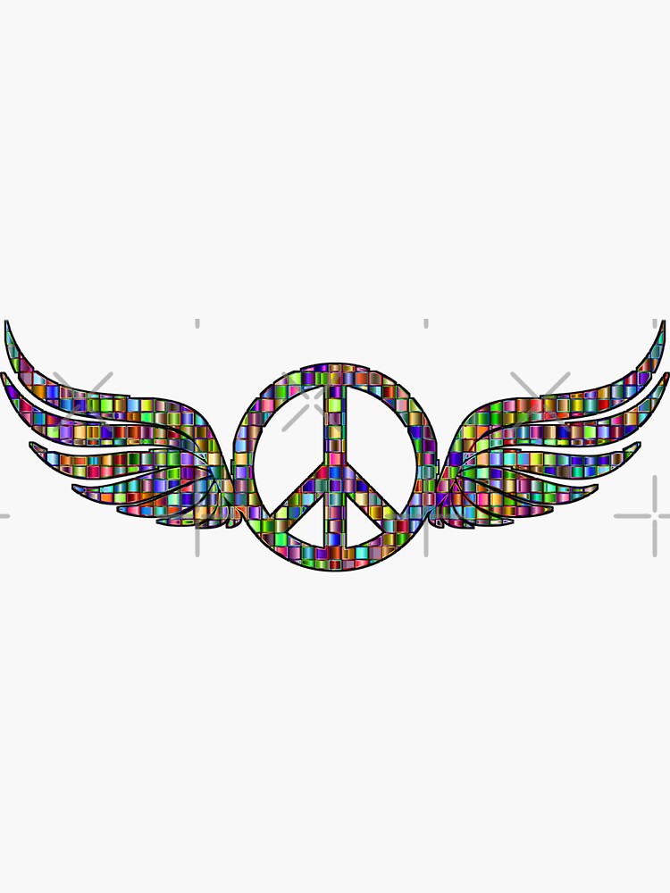 "Colorful peace symbol with wings" Sticker for Sale by Photography-Art ...