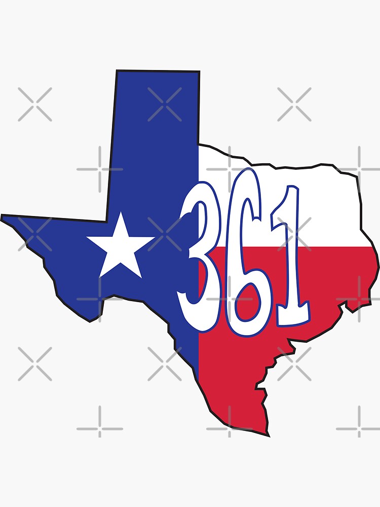 "Hand Drawn Texas Flag 361 Area Code" Sticker for Sale by itsrturn ...