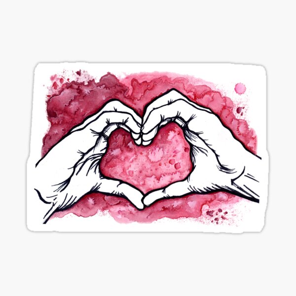"Heart Hands COLOR" Sticker by MyShanonigans | Redbubble