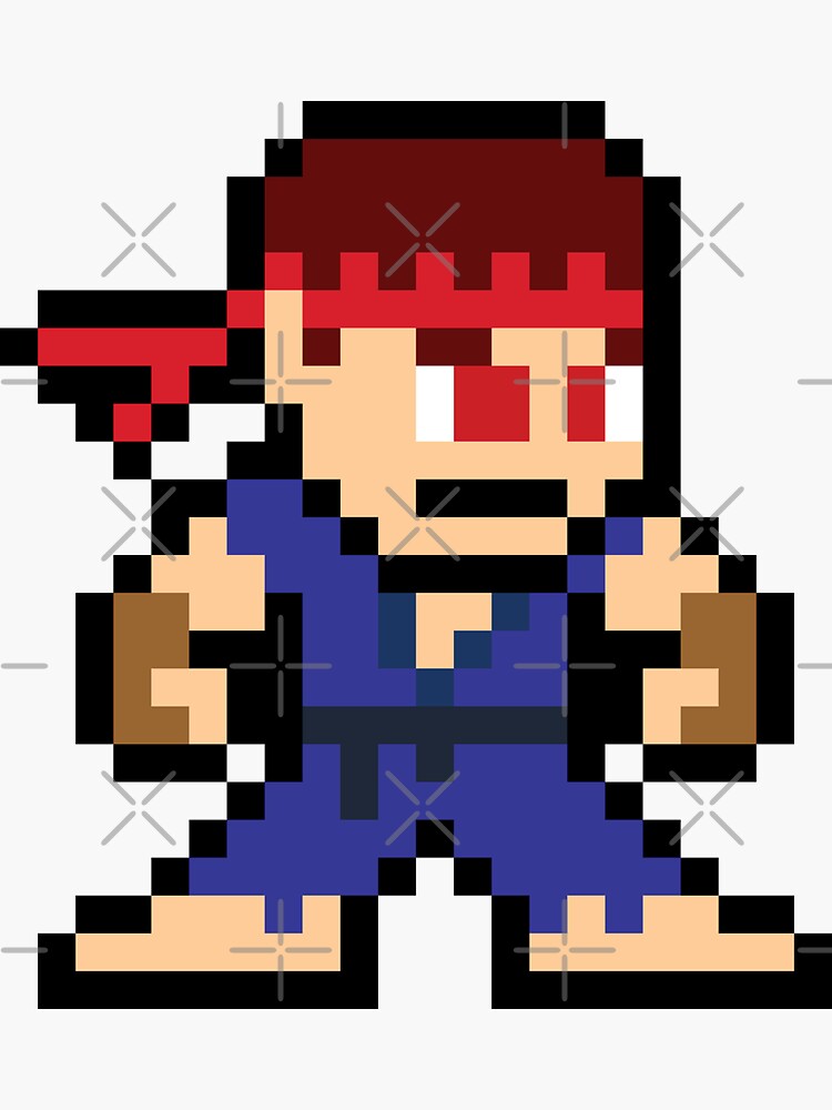 "Evil Ryu (Street Fighter) 8-bit Retro Pixel Art" Sticker for Sale by ...