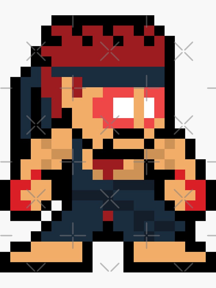 "Evil Ryu V2 (Street Fighter) 8-bit Retro Pixel Art" Sticker for Sale ...