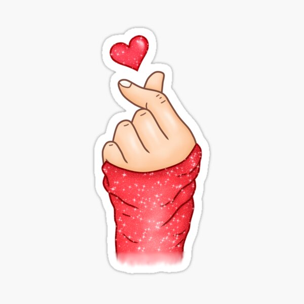 "Kpop Hand Finger Heart Love Red" Sticker for Sale by Jolly-Yosei ...
