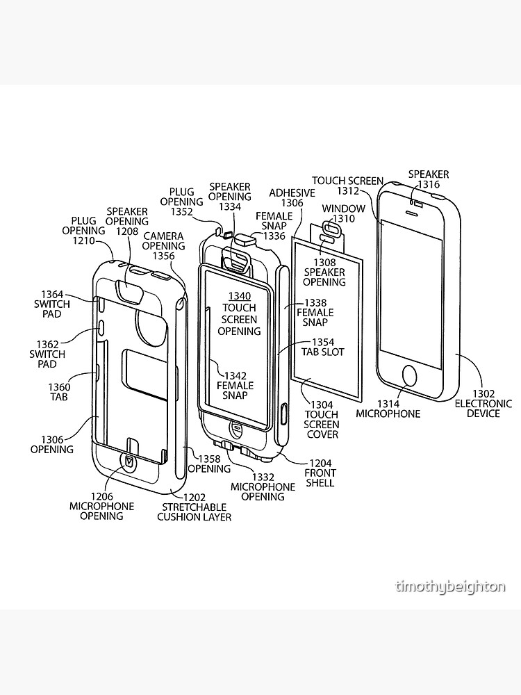 "Mobile Phone (exploded) Drawing. " Sticker for Sale by timothybeighton ...