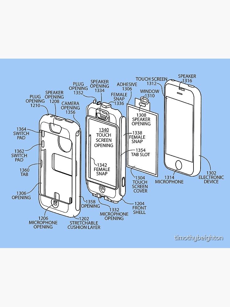 "Mobile Phone (exploded) Drawing. " Canvas Print for Sale by ...