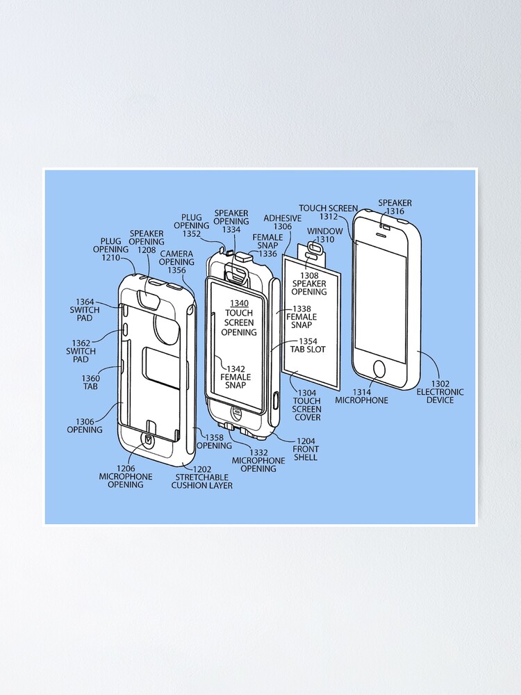 "Mobile Phone (exploded) Drawing. " Poster for Sale by timothybeighton ...