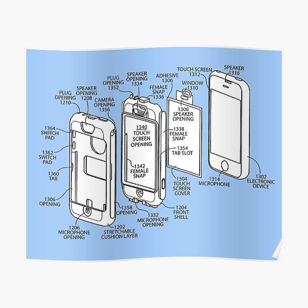 "Mobile Phone (exploded) Drawing. " Poster for Sale by timothybeighton ...