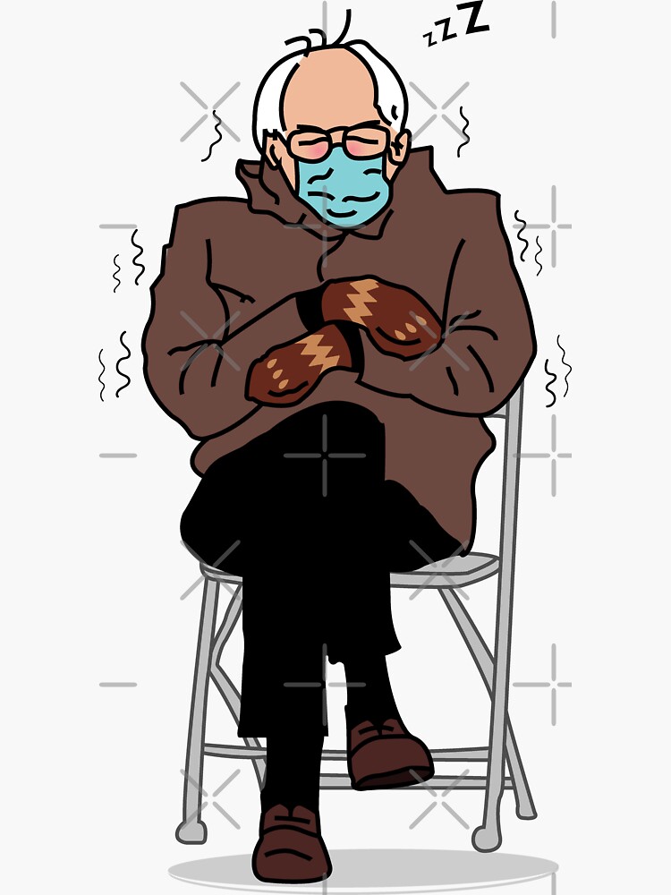 "Bernie Sanders Mittens Folding Chair Funny Meme STICKER" Sticker for ...