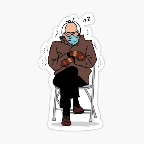 "Bernie Sanders Mittens Folding Chair Funny Meme STICKER" Sticker for ...