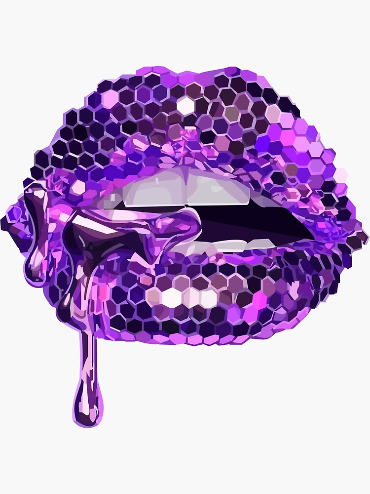 "Purple Glitter Lips" Sticker for Sale by twin-designs | Redbubble