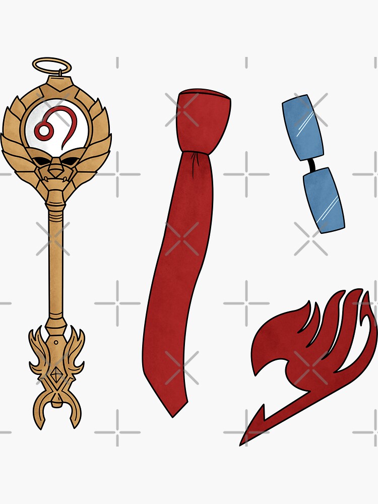 "Fairy Tail - Leo Celestial Gate Key, Tie, and Glasses Sticker Set ...