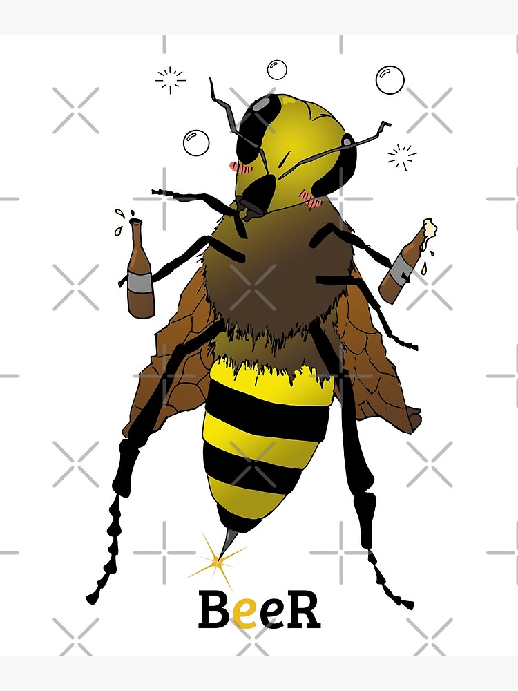 "Drunk Bee holding two Beer Bottles" Poster for Sale by JettDesign ...