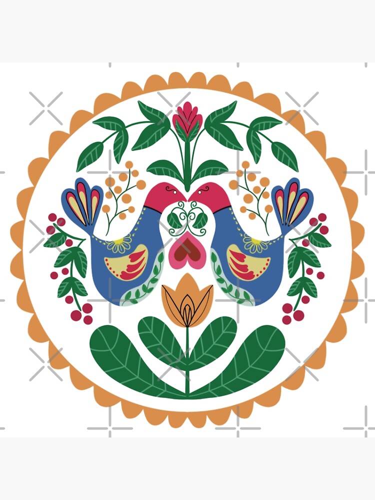 "Pennsylvania Dutch Folk Art Design – Birds, Berries, Tulips, and Heart ...