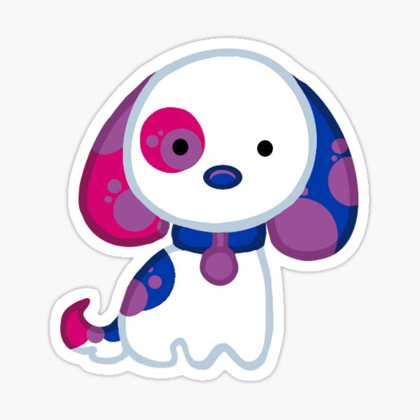 "Subtle Blue, Purple, and Pink Pup" Sticker by cpiet | Redbubble