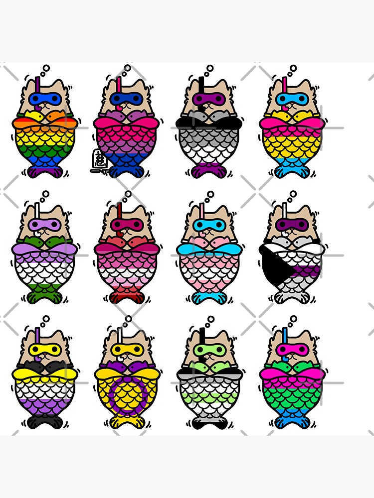 "Pride LGBTQ + Mermaid Cats" Sticker for Sale by ZenPanda0 | Redbubble