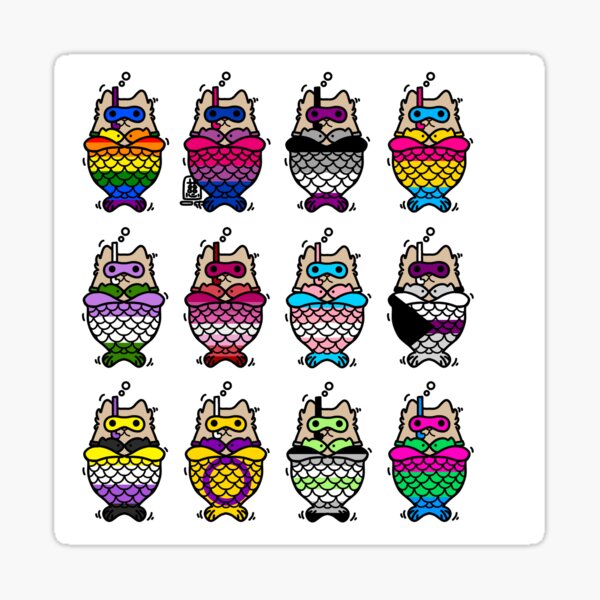 "Pride LGBTQ + Mermaid Cats" Sticker for Sale by ZenPanda0 | Redbubble
