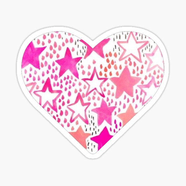 "Pink Patterned Star Heart " Sticker for Sale by emmamfallon | Redbubble