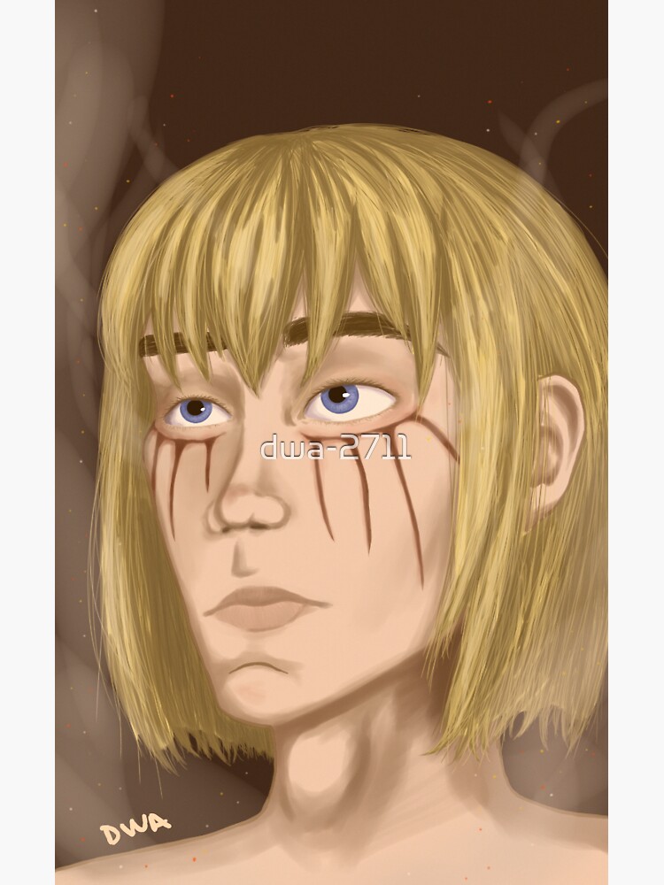 "Armin Arlert with titan marks" Sticker for Sale by dwa-2711 | Redbubble