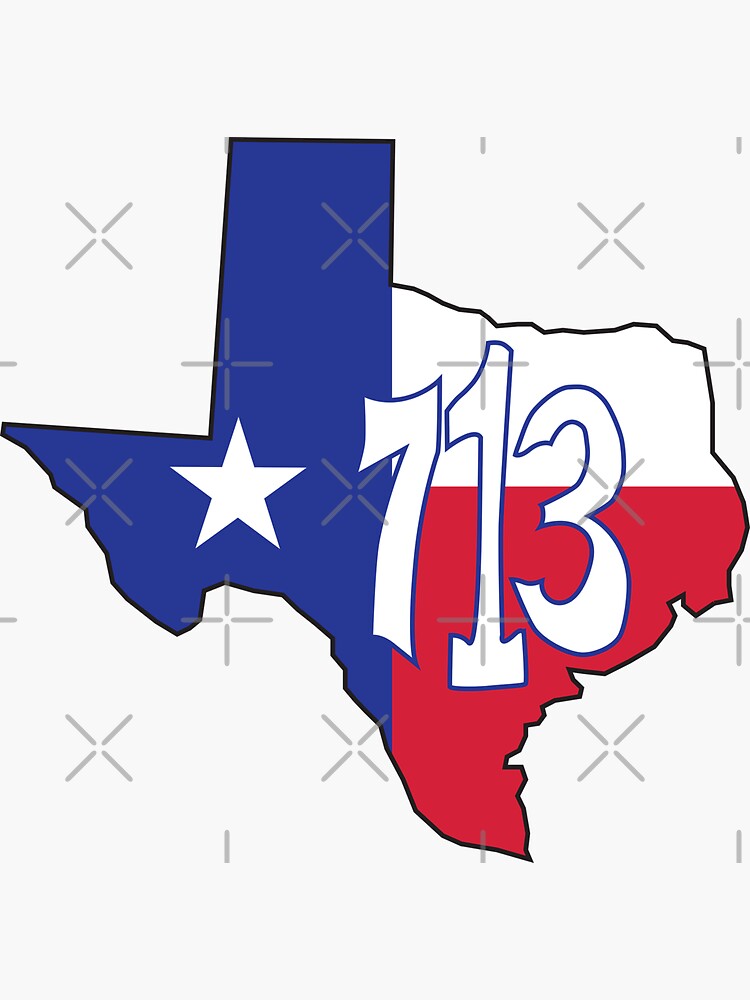 "Hand Drawn Texas Flag 713 Area Code" Sticker for Sale by itsrturn ...