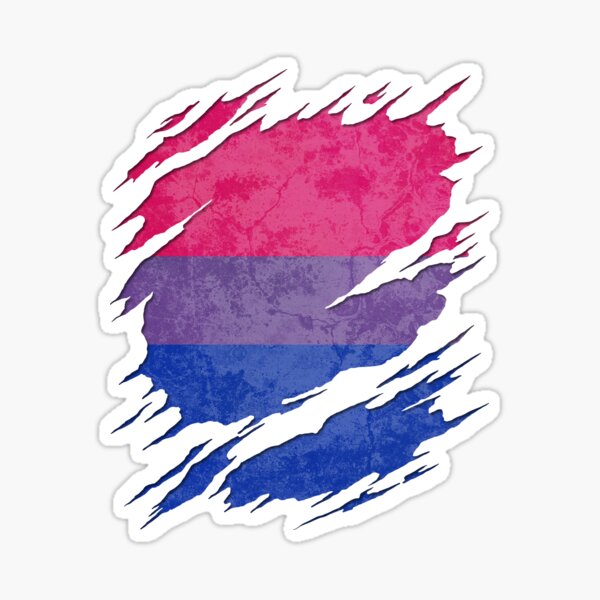 Bisexual Pride Flag Ripped Reveal Sticker For Sale By Valador Redbubble