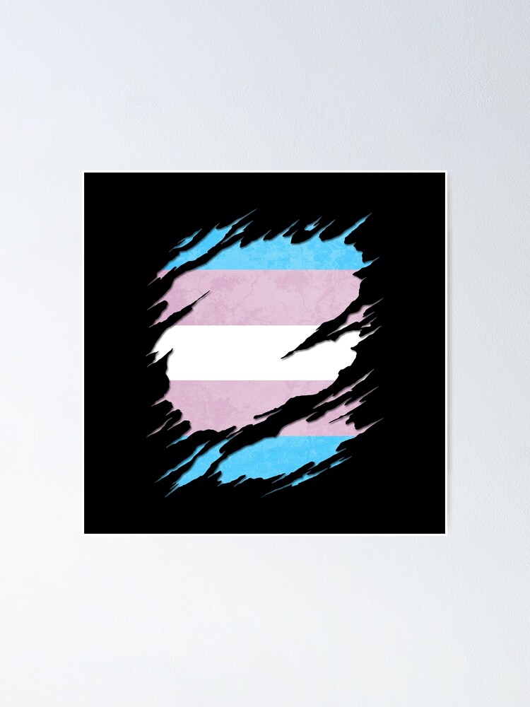 Transgender Pride Flag Ripped Reveal Poster By Valador Redbubble