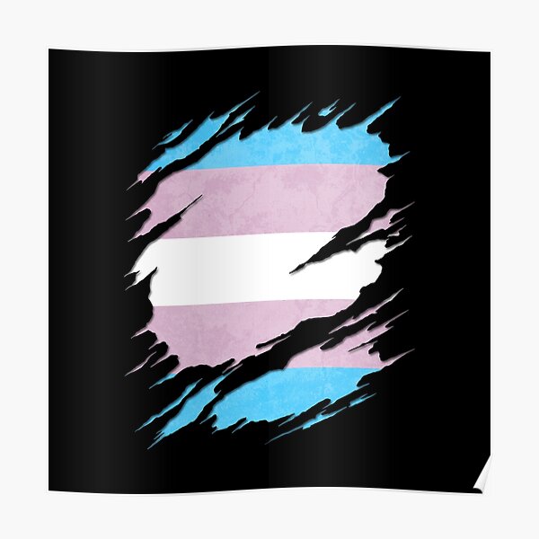 "Transgender Pride Flag Ripped Reveal" Poster by valador | Redbubble