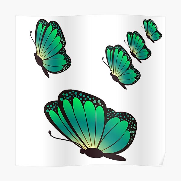 "Green Butterfly Pattern Cute Butterflies Nature Insects" Poster for ...