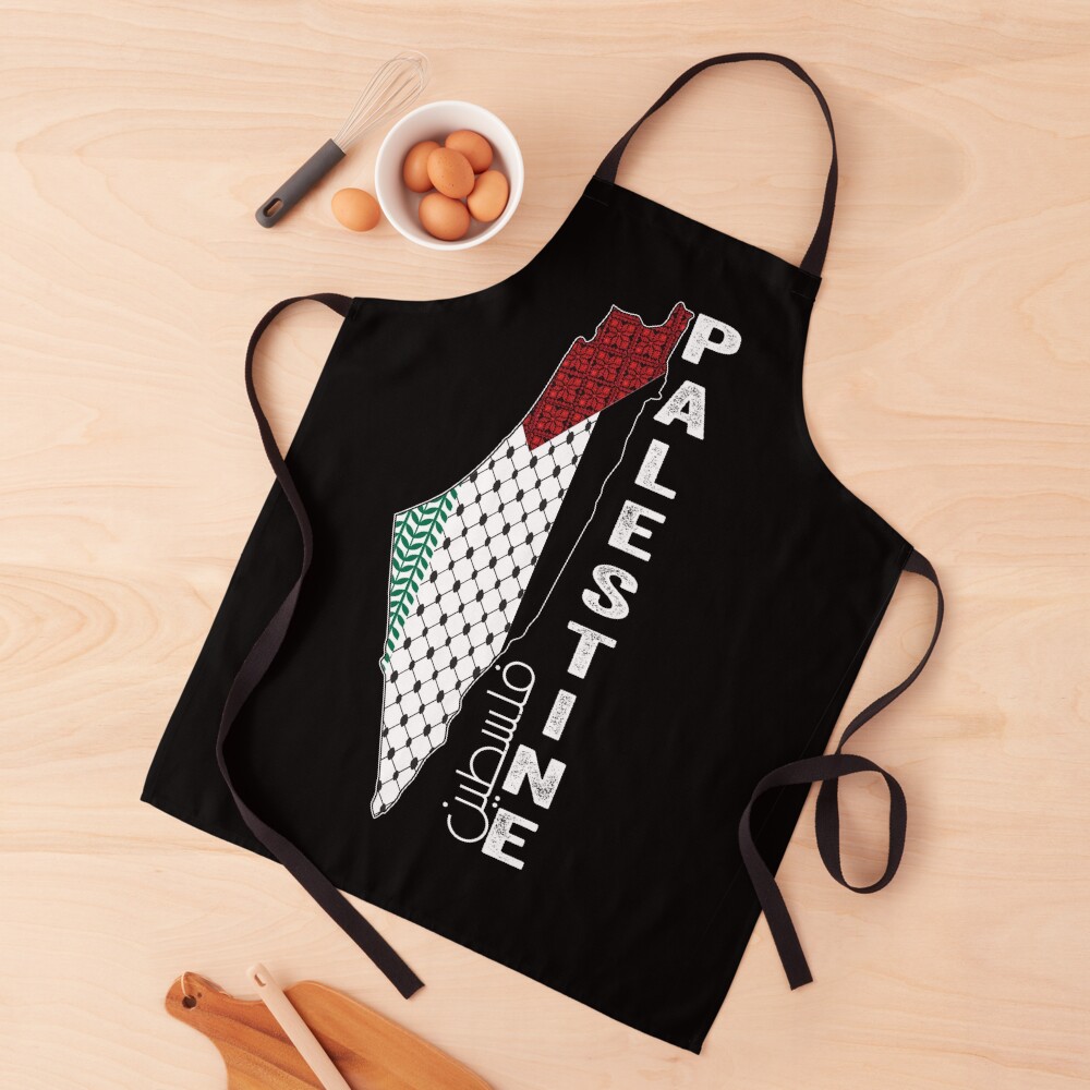 "Palestinian Map Keffiyeh Thobe Patterns Palestine in Arabic" Sticker ...