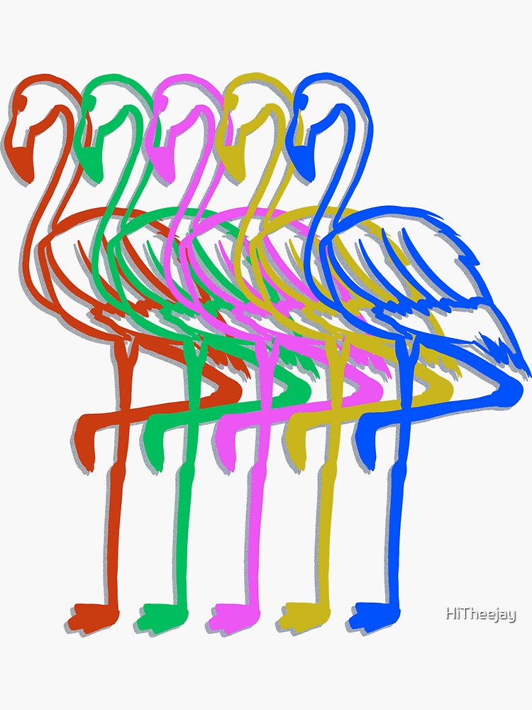 "Five Flamingos" Sticker by HiTheejay | Redbubble