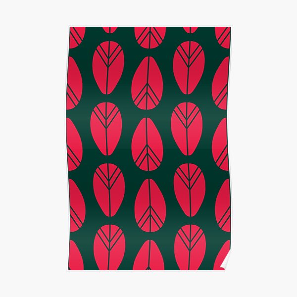 "Mid-century Leaf Pattern Burgundy" Poster for Sale by BAYSTALT | Redbubble