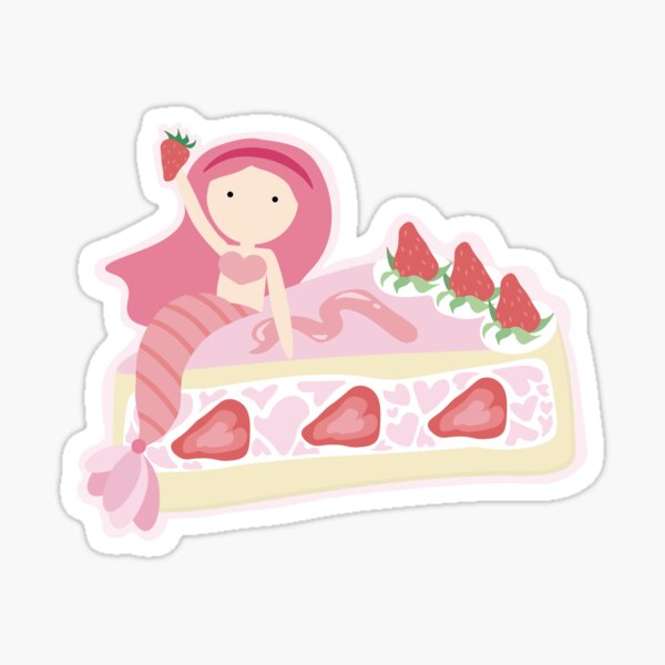 "Strawberry Mermaid (light skin)" Sticker for Sale by wandsandwillows ...