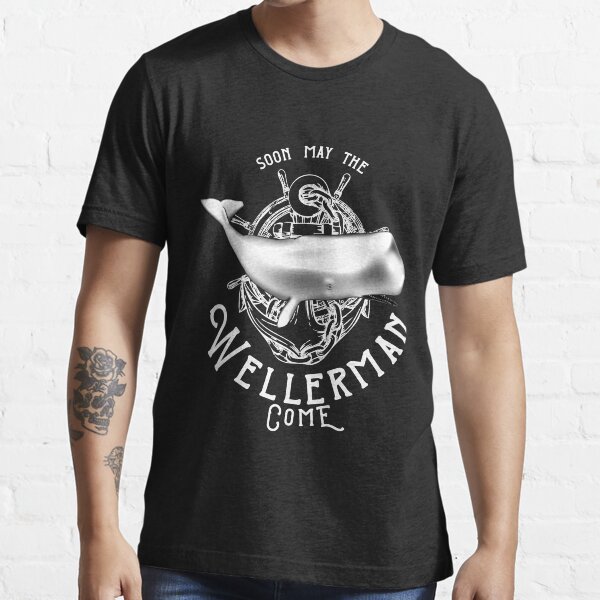 "Whale Wellerman Anchor and Wheel White on Black" T-shirt for Sale by ...