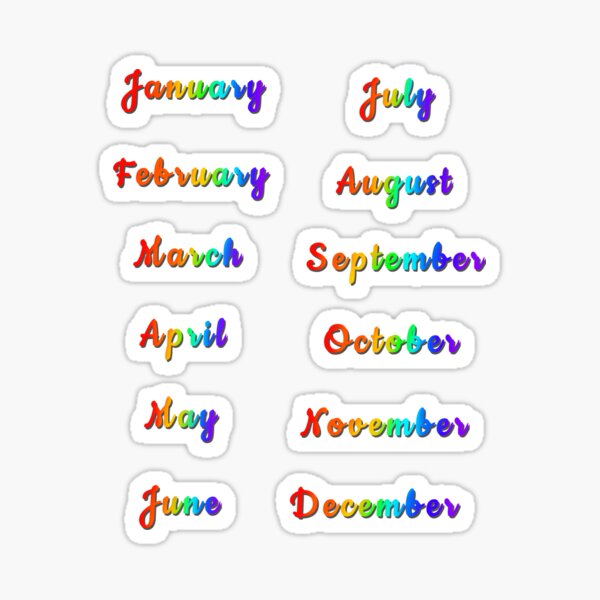 "Rainbow Colored Months of the Year" Sticker for Sale by ShyParakeet ...