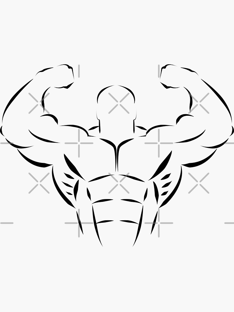 "Bodybuilder double biceps" Sticker by OMdesigns93 | Redbubble