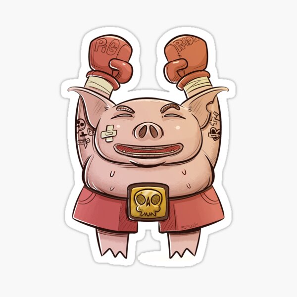 "Pig Boxer" Sticker by Saukem | Redbubble