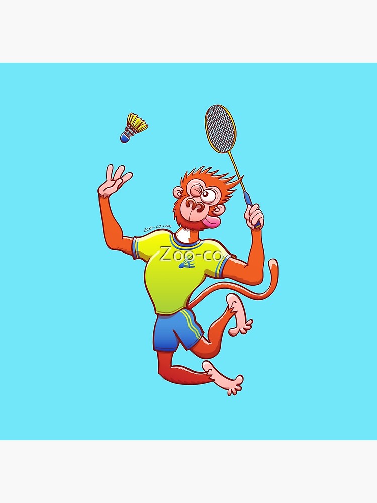 "Red monkey playing badminton" Throw Pillow for Sale by Zoo-co | Redbubble