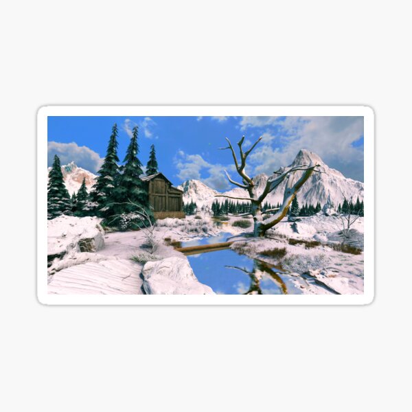 "Mountain shack" Sticker for Sale by leaverealityart | Redbubble